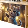 Cat Cabinet Curtains 35" W x 35" L Abstract Headphone Cat Shiny Light ...