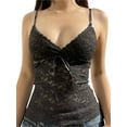 Sunisery Women Sexy Spaghetti Strap V Neck Bow Slim Fit Crop Tops 2000s