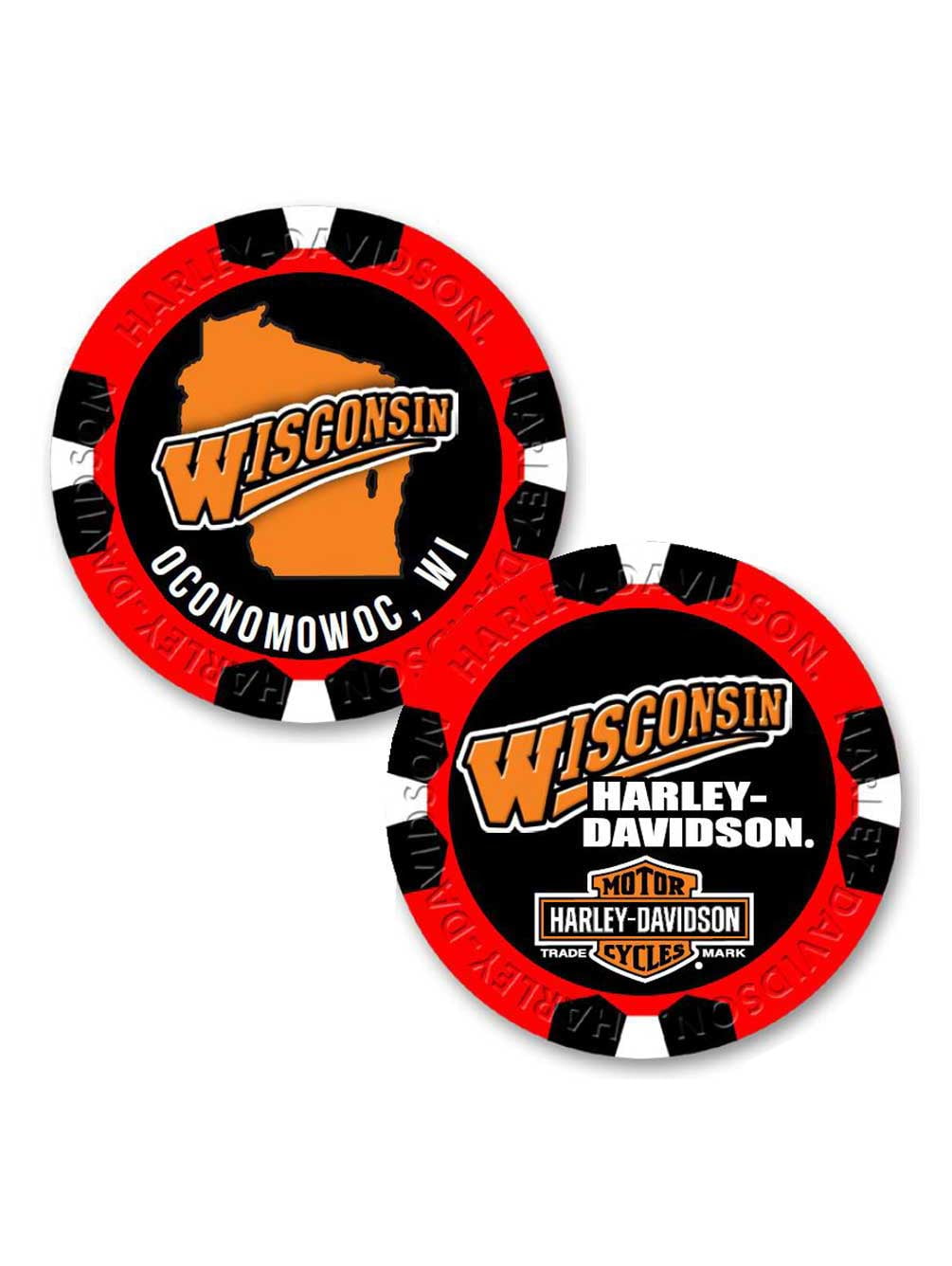 Harley-Davidson Custom Wisconsin Harley Poker Chip Collectible - Red ...