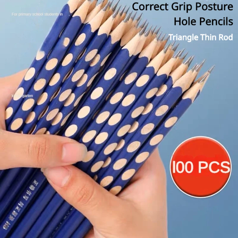 100/400Pcs Groove Triangle Wooden Pencil HB Posture Correction Pencil ...