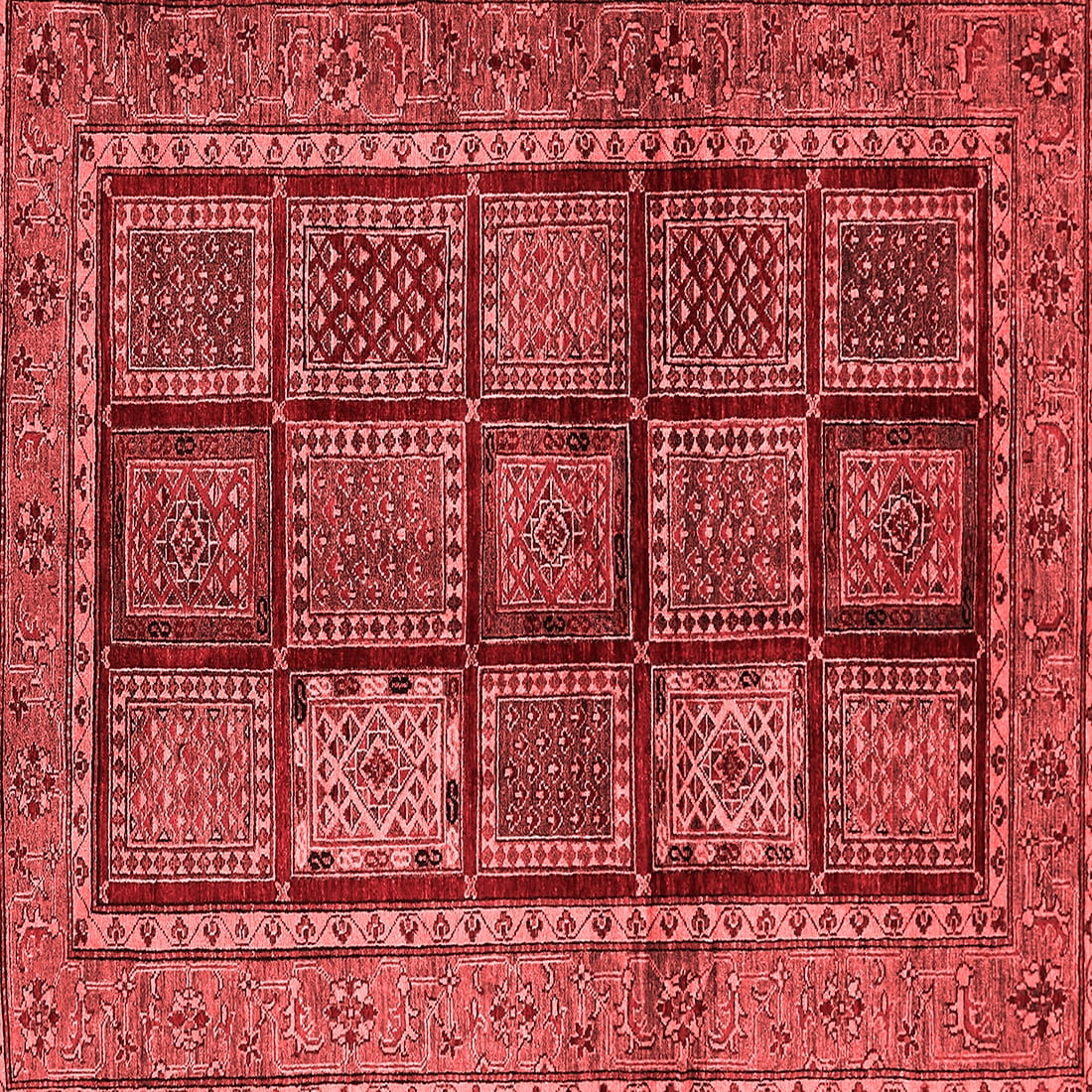 Ahgly Company Indoor Square Abstract Red Modern Area Rugs, 4' Square ...
