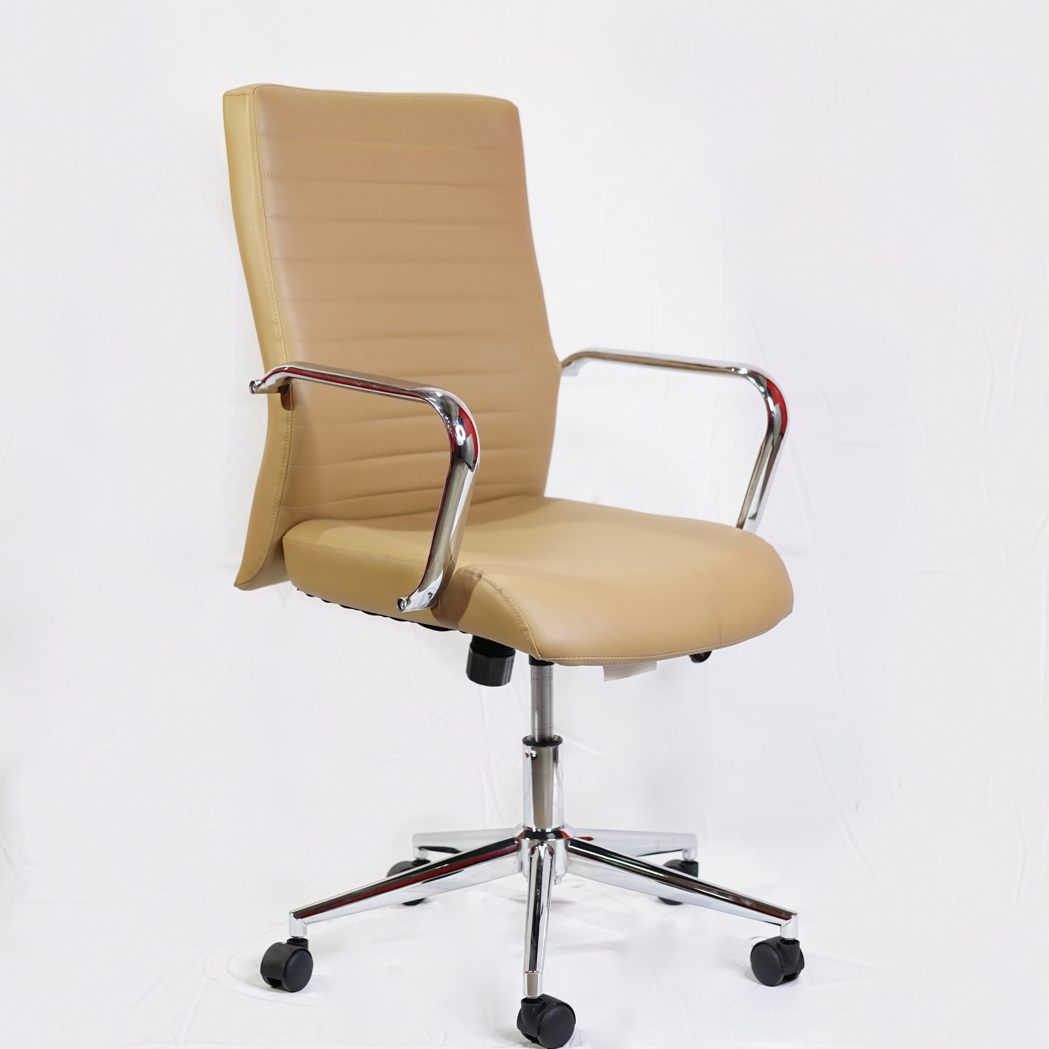 Office Desk Chair, Brown Ergonomic Leather Modern Conference Room Arm ...