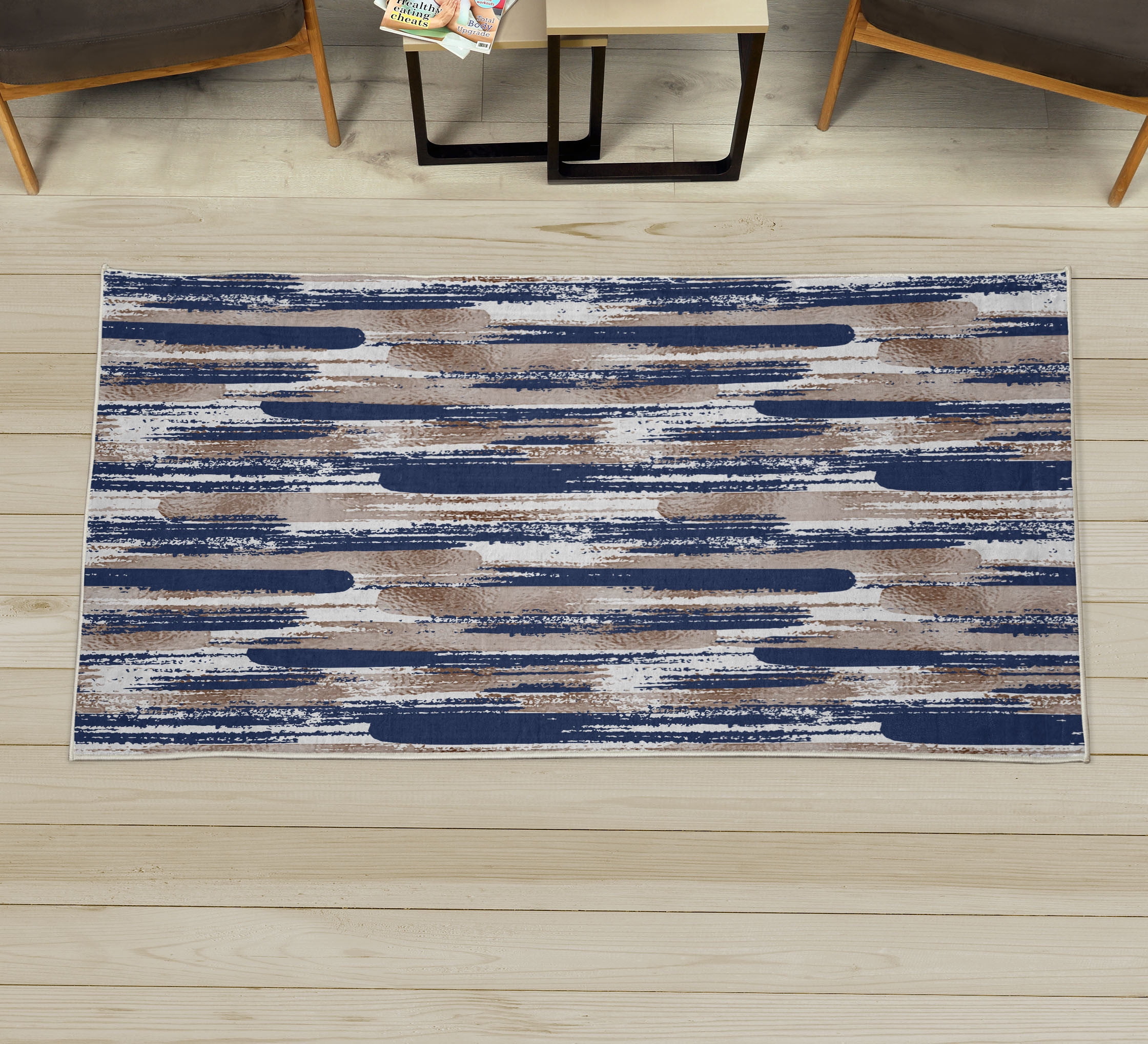 Modern Art Decorative Rug, Watercolored Grunge Brushstroke ...