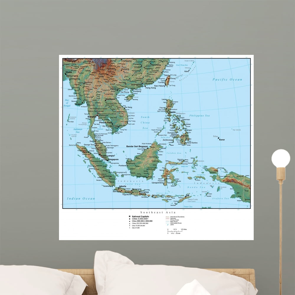 Map Southeast Asia Wall Mural Decal Sticker, Wallmonkeys Peel & Stick ...
