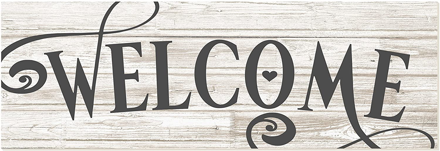 Welcome Rustic Wood Farmhouse Wall Sign (White) 8x24 - Walmart.com