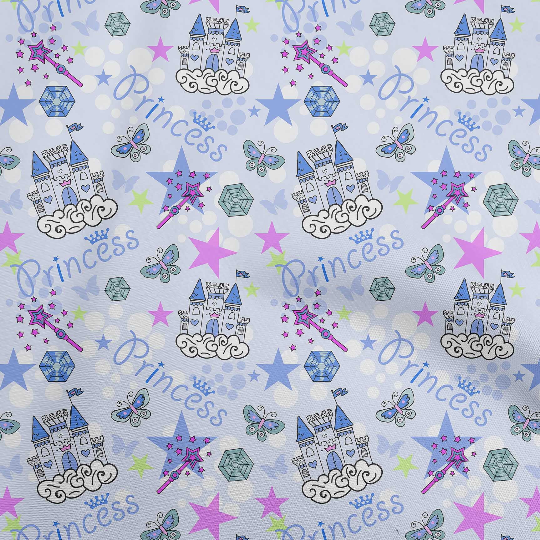oneOone Viscose Jersey Lavender Blue Fabric Kids Princess Castle Fabric ...