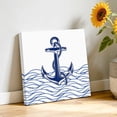 Blue White Anchor Canvas Wall Art for Living Room, Nautical Navy Blue ...