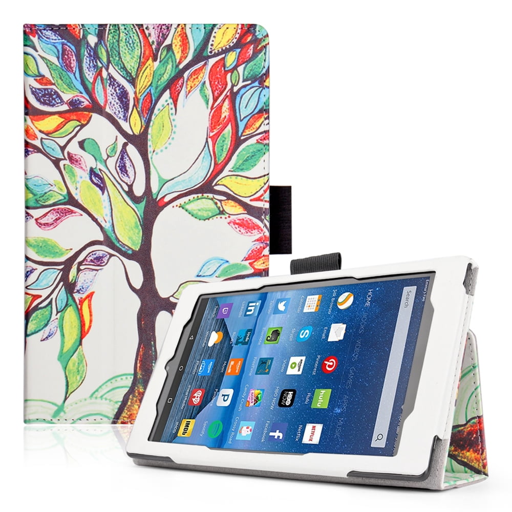 New Fire HD 10 Case (Colorful Tree) - Slim Fit Synthetic Leather Folio ...