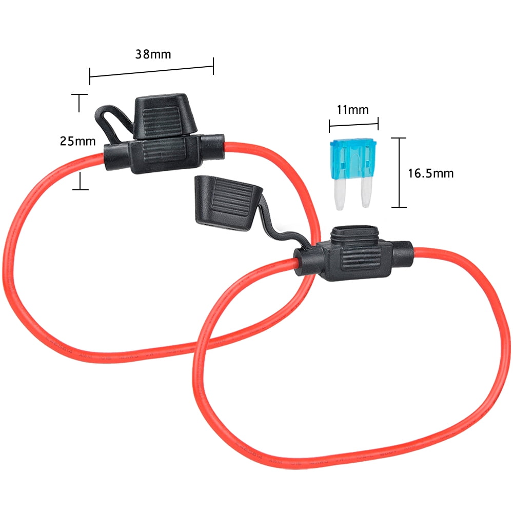 Buy E-TING 2 Set Mini Blade Fuse Holder 14 Gauge Waterproof Pigtail ...