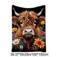 CaiYueKe Highland Cow Plush Blanket 100x150CM - Cozy Flannel Throw Soft ...