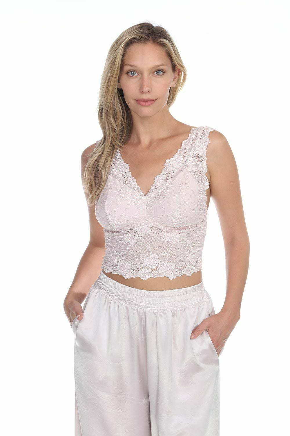 PJ Harlow Colette Lace Hand Beaded Sleeveless Crop Top - Walmart.com