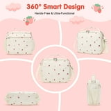 Inosoo Pink Strawberry Corduroy Lunch Bag - Handheld or Shoulder Carry ...