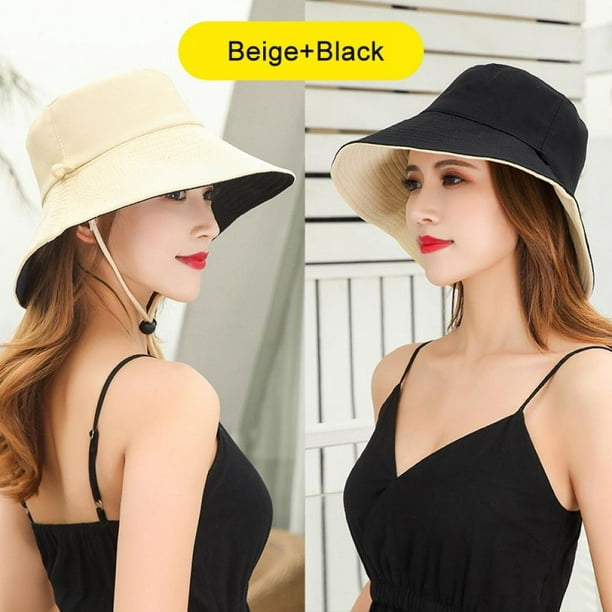 Womens Wide Brim Sun Hat Foldable Summer Uv Protection Bucket Hat