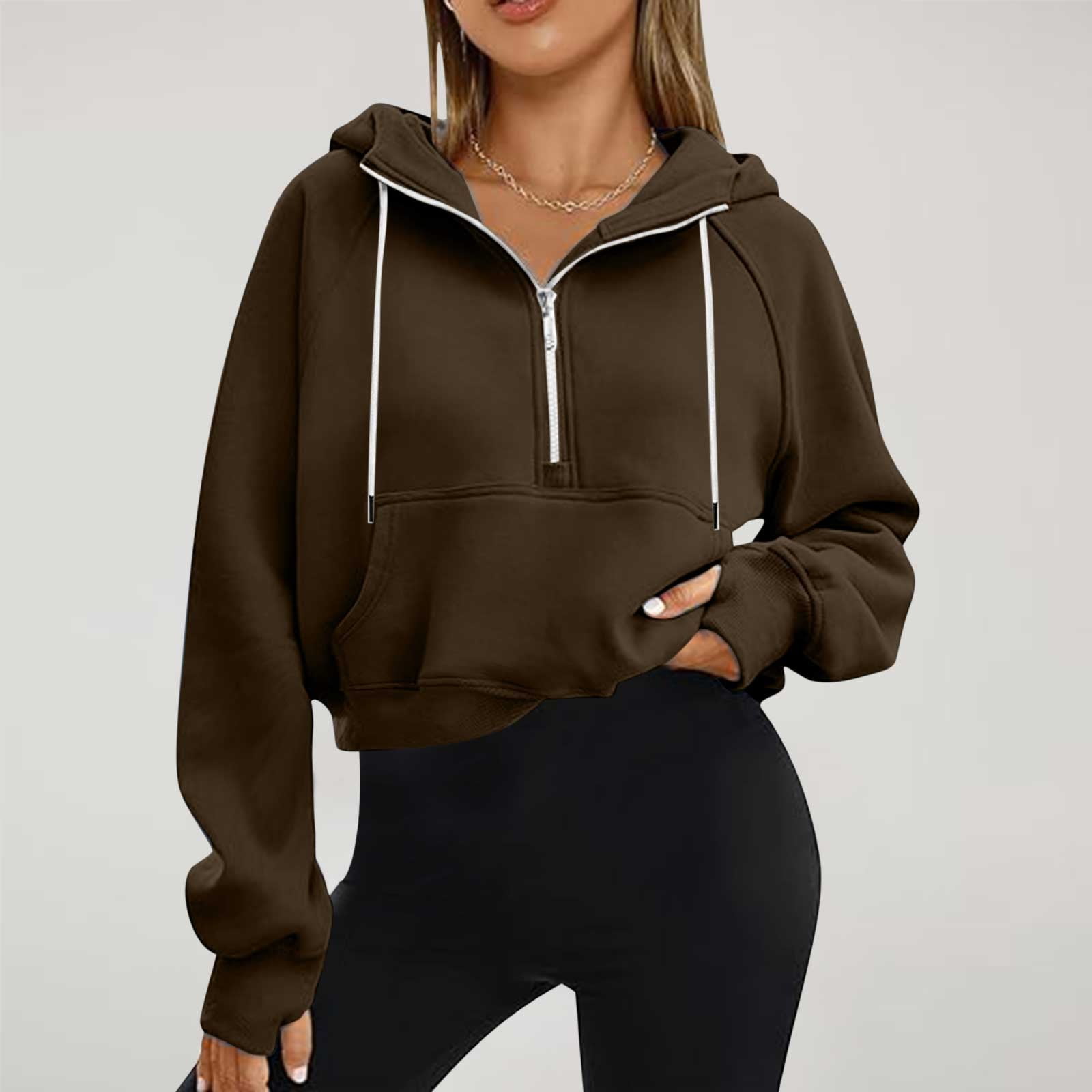 Click here for Sevevn Womens Half Zipper Sweatshirt Thumb Hoodie... prices
