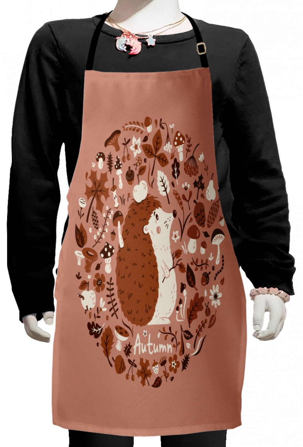 Hedgehog Kids Apron, Autumn Theme Animal Image with Many Season ...