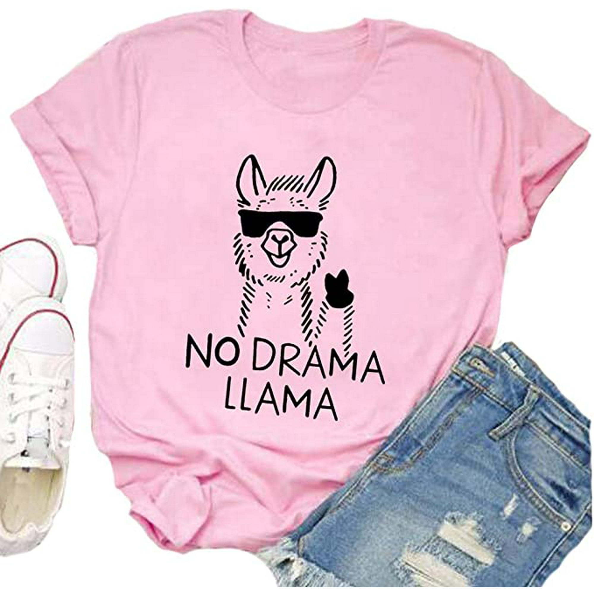 Click here for Yourtops Women No Drama Llama T-Shirt (Us Xl  5-Pi... prices