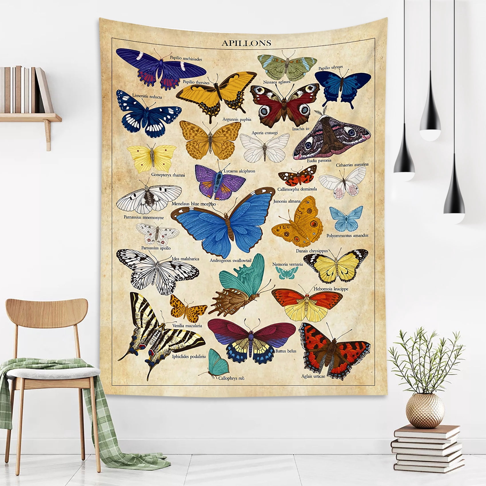HVEST Vintage Butterfly Tapestry Colorful Trippy Butterflies Beige ...