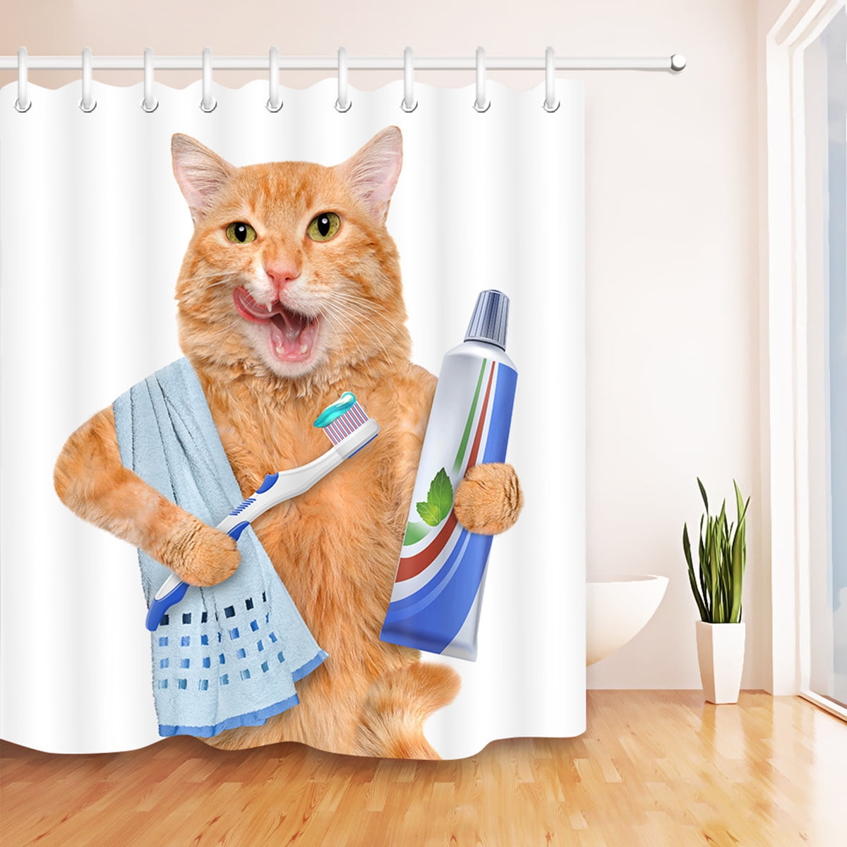 Click here for Joocar Lovely Cat Printing Shower Curtain Polyeste... prices