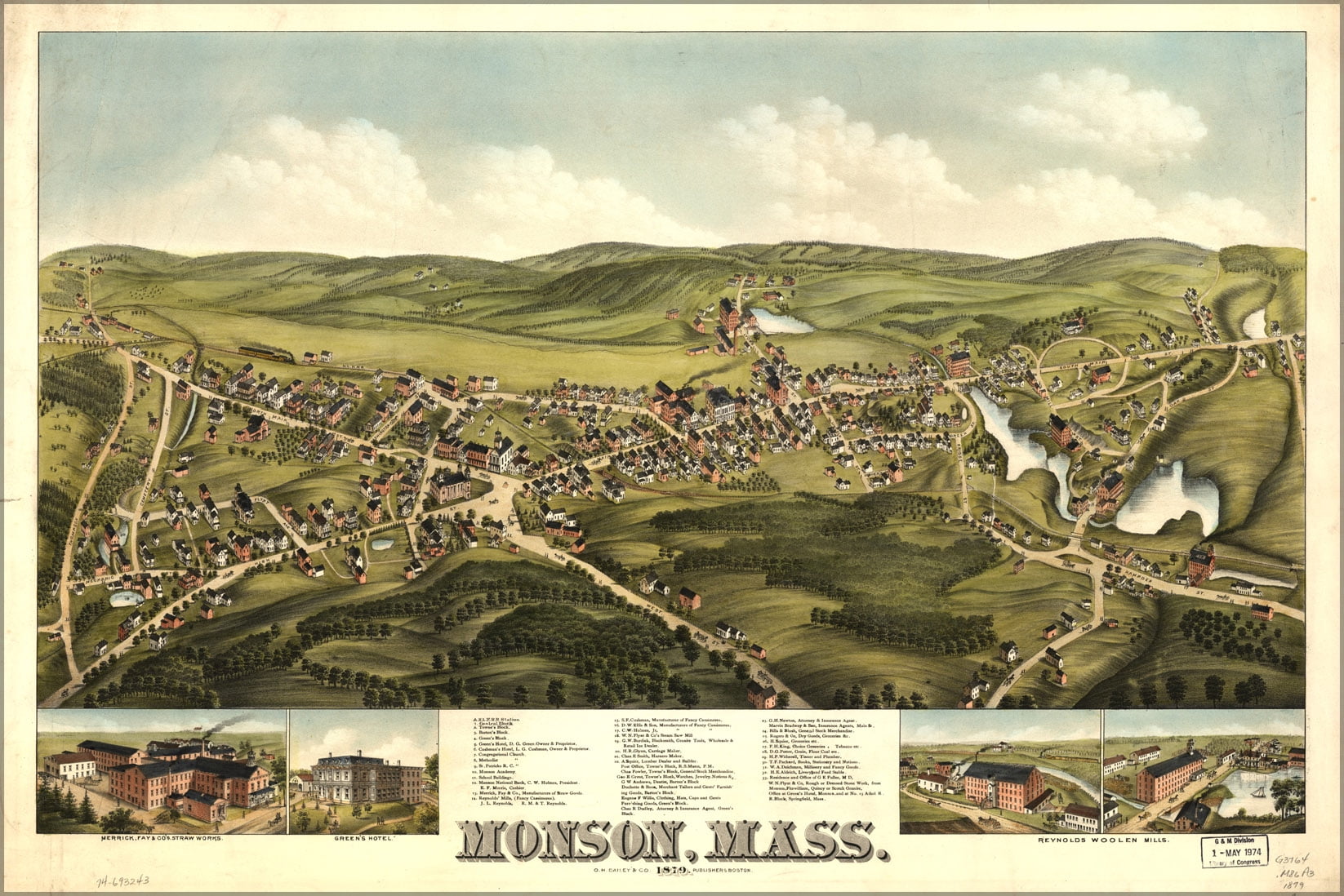 24"x36" Gallery Poster, map of Monson, Massachusetts 1879 - Walmart.com