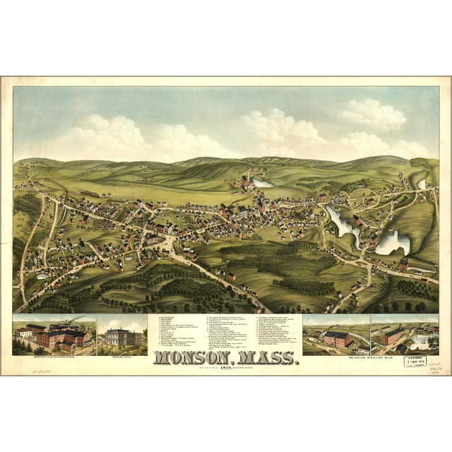 24"x36" Gallery Poster, map of Monson, Massachusetts 1879 - Walmart.com