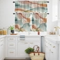 Abstract Water Ripple Kitchen Curtains Valance and Tier Set Brown Blue ...