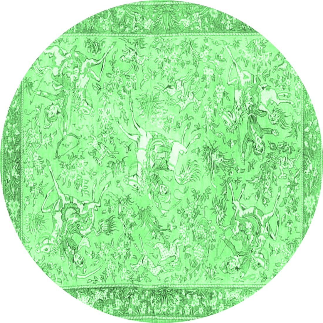 Ahgly Company Indoor Round Animal Emerald Green Traditional Area Rugs ...