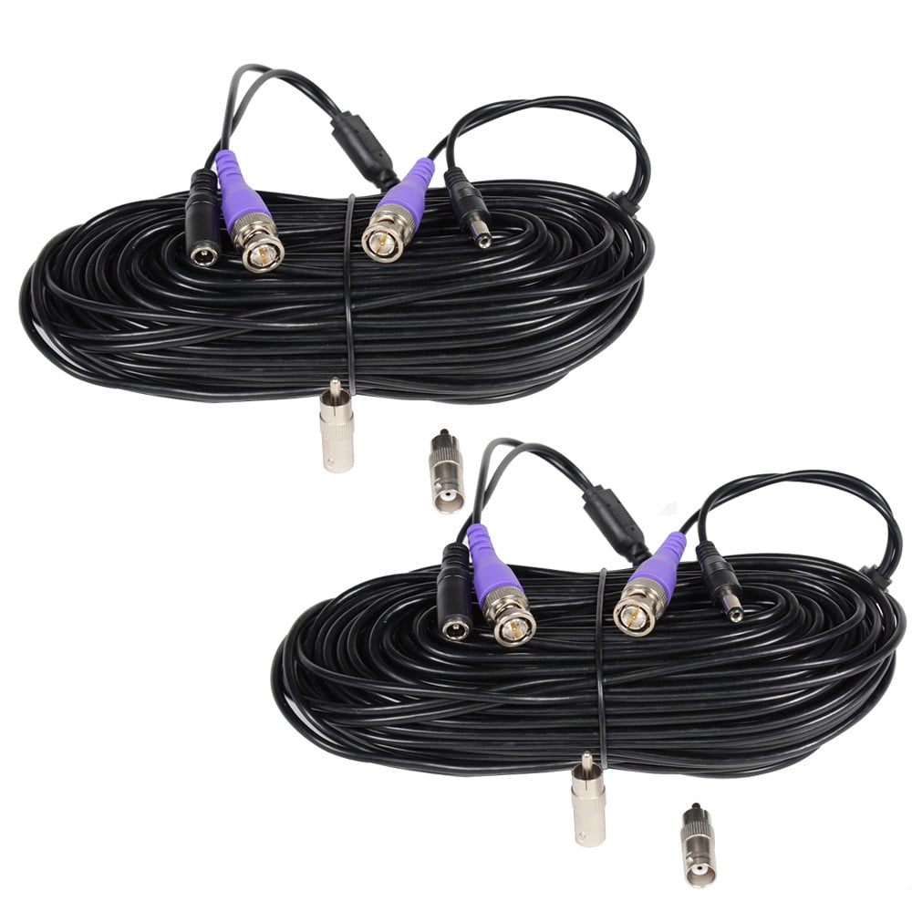 VideoSecu 2x 50ft Pre-made Connector All-in-One Extension Cable CCTV ...