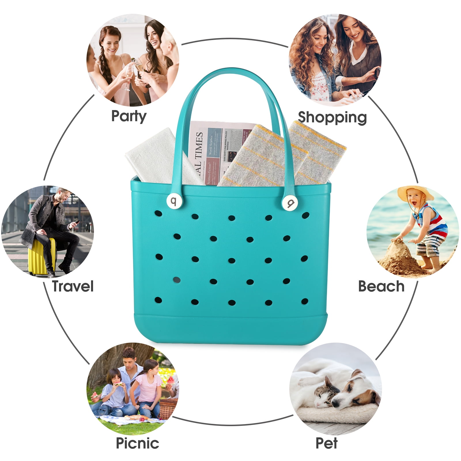 Buy LOVECM Rubber Beach Bag Waterproof Washable Sandproof Tote Bag Outdoor EVA Portable Travel ...