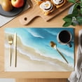 Abstract Beach Cotton Linen Placemats Set of 4, Light Blue Beige Ombre ...