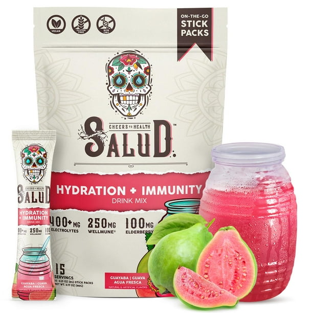Salud 2-in-1 Hydration Packets + Immunity Electrolytes Powder, Guava ...