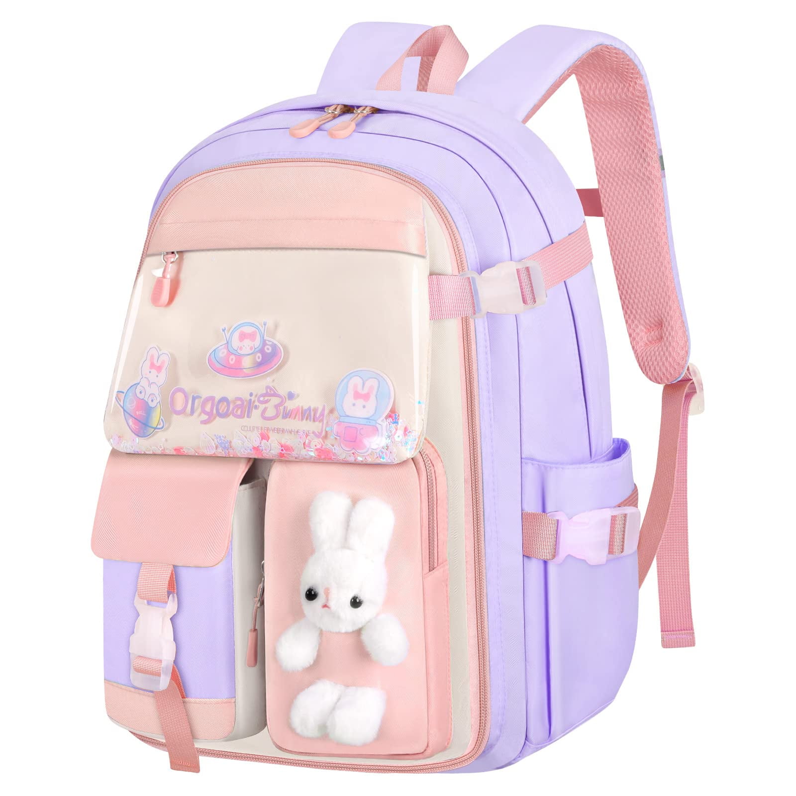 (morado)Mochila escolar rosa para niñas, útiles escolares, útiles ...