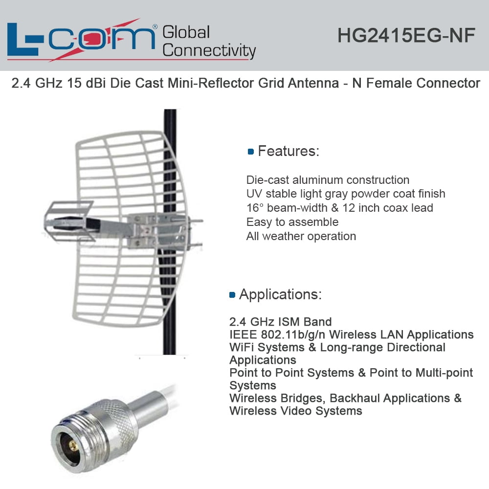HyperLink HG2415EG-NF - Antenna - Wi-Fi, Bluetooth - 15 dBi ...