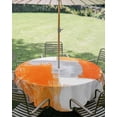 Burnt Orange Grey Table Cloth Round Tablecloth, Modern Oil Painted ...