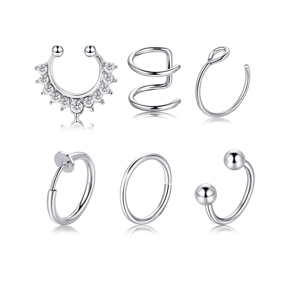 Fake Nose Ring Fake Septum Nose Hoop Rings Cartilage Earring Lip Rings ...