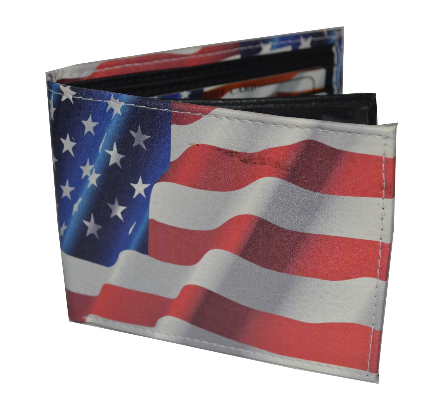 Leatherboss Men Bifold Exotic Wallet US Waving Flag with Printed Gift ...