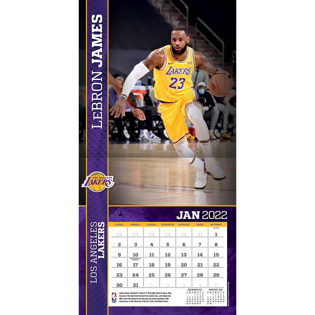 Buy Los Angeles Lakers Lebron James 2022 12X12 Player Wall Calendar ...