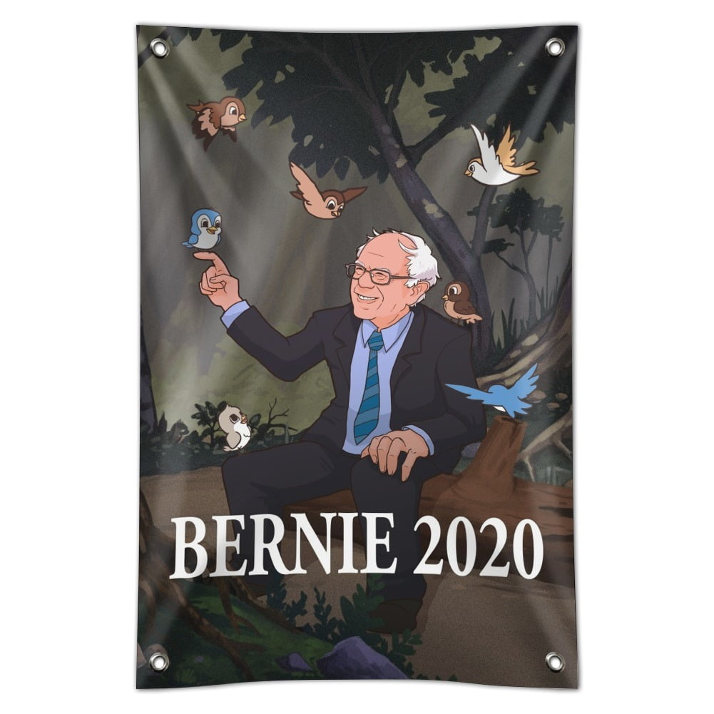 Bernie Sanders 2020 with Birds In A Forest Retro Cartoon Home Business ...