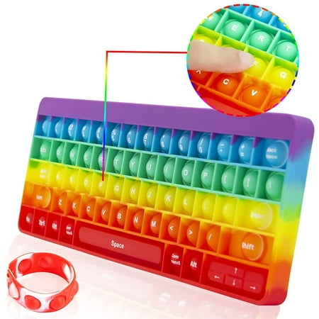 Keyboard Pop Fidget Toy with Letters, Push Pop Bubble Fidget Sensory ...