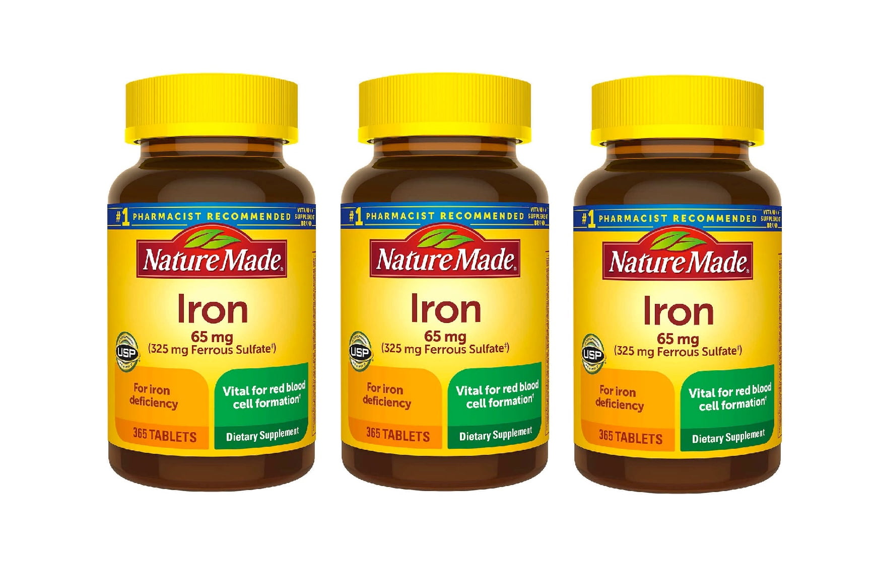 Nature Made Iron, 65 mg, 365 Tablets 3PK - Walmart.com
