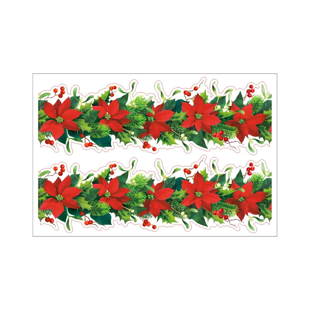 TSSUOUN 10 PCS Christmas Stickers Wall Skirting Line Wreath Clings Home ...