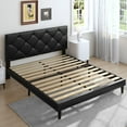 UHOMEPRO Upholstered Platform Full Bed Frame with Headboard, Modern ...