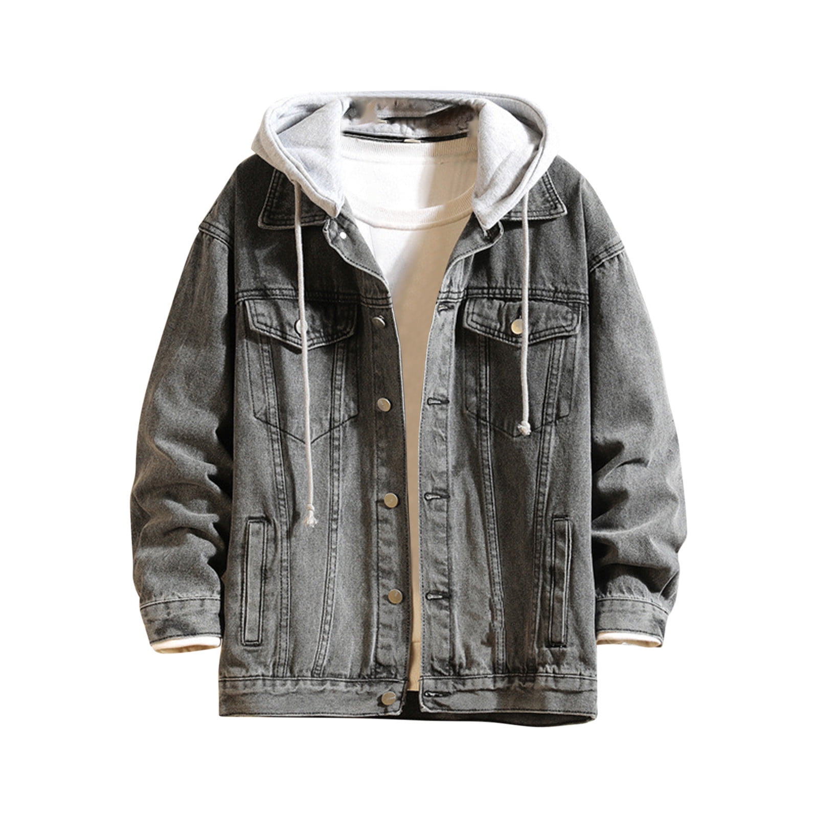 Click here for Wrkekc Jeans Jacket For Men Solid Color Button Poc... prices