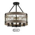 AFANQI Vintage Wood Round Chandelier Ceiling Black 6 Light Fixture ...