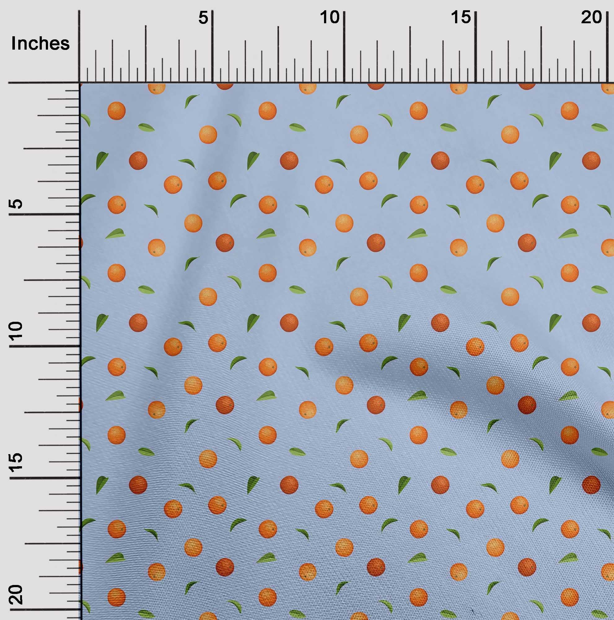 oneOone Cotton Flex Fabric Leaves & Orange Fruit Print Fabric by Yard ...