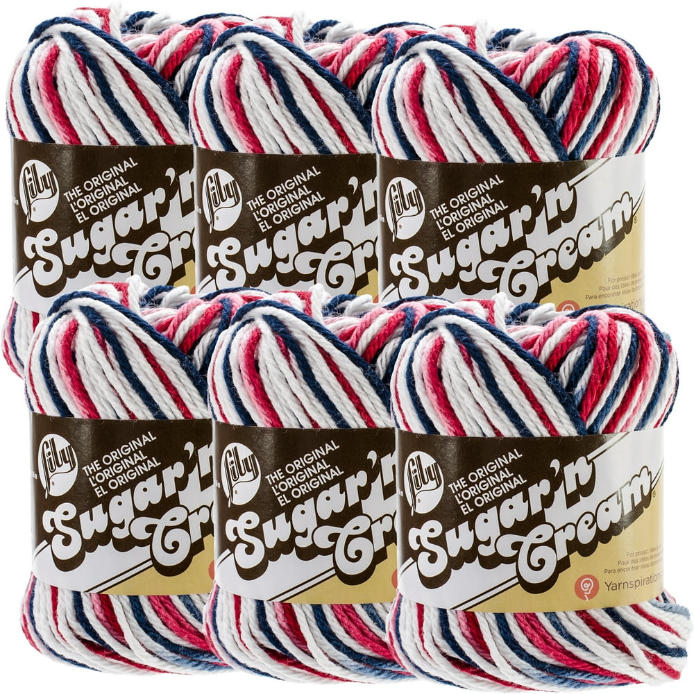 Lily Sugar'n Cream Yarn - Ombres-Red, White & Blue, Multipack Of 6 ...