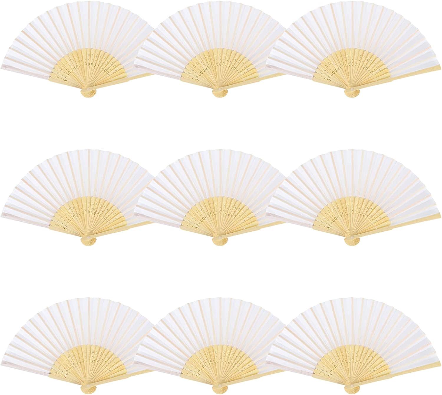 LINLIN 9 Pcs Cloth Hand Fans Silk Fan Handheld Paper Fan Folding Hand ...