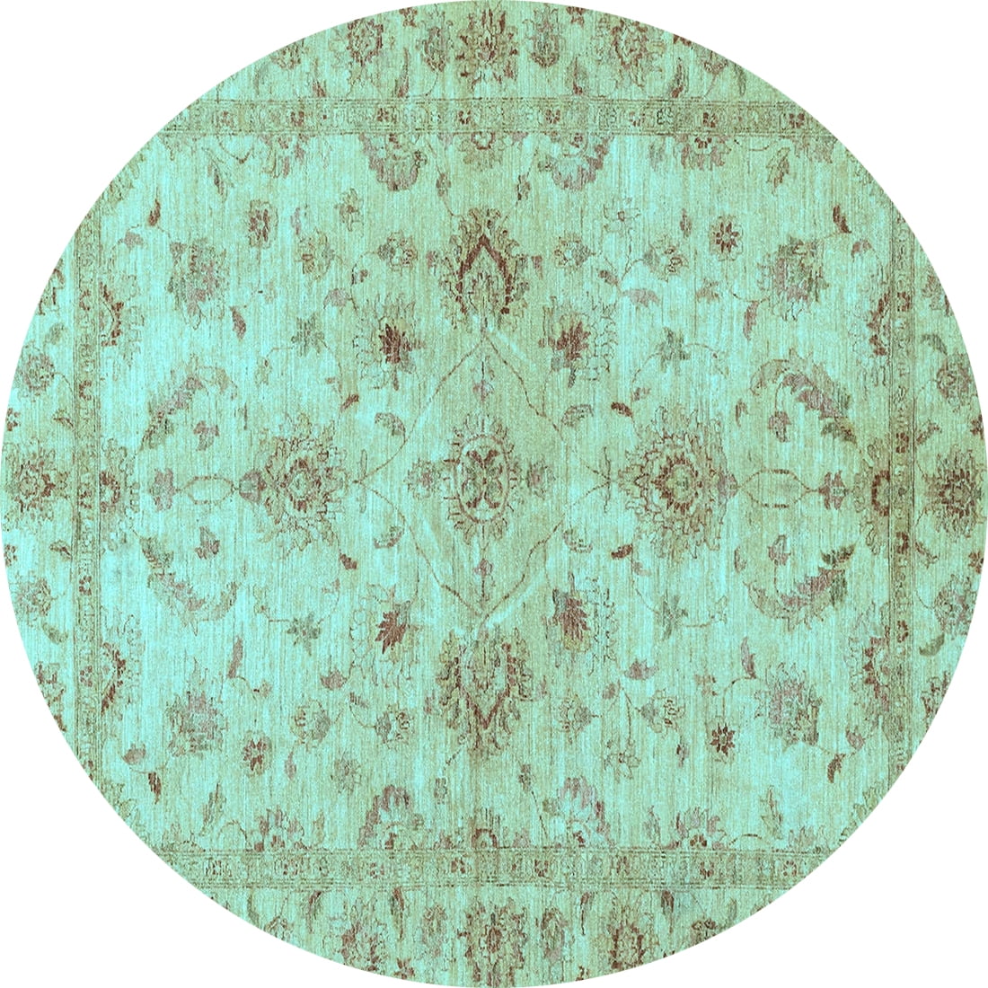 Ahgly Company Indoor Round Oriental Light Blue Traditional Area Rugs, 6 ...