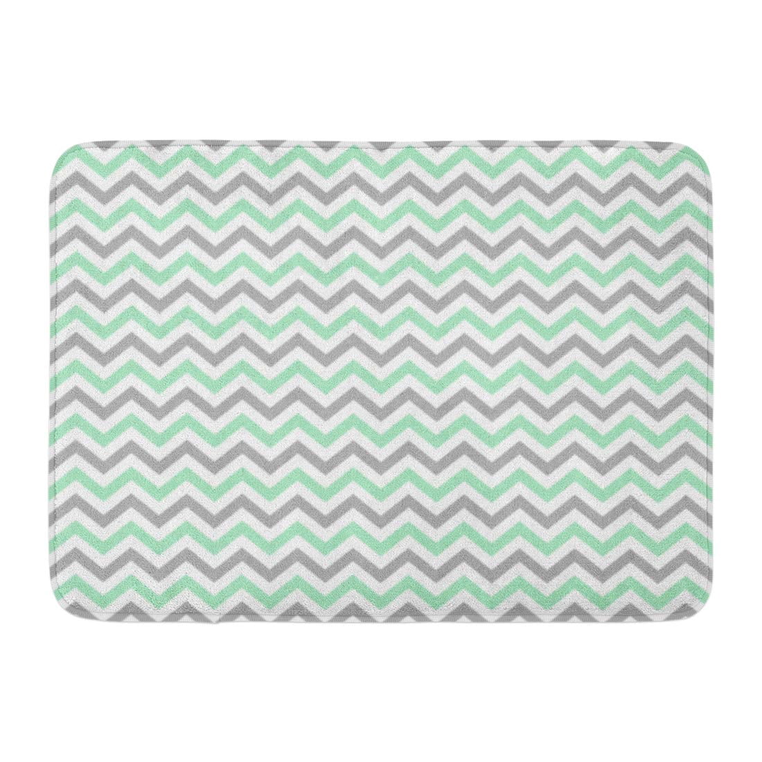 SIDONKU Green White for Light Mint Gray Chevron Pattern 300 Baner Birthday Dpi Doormat Floor Rug ...