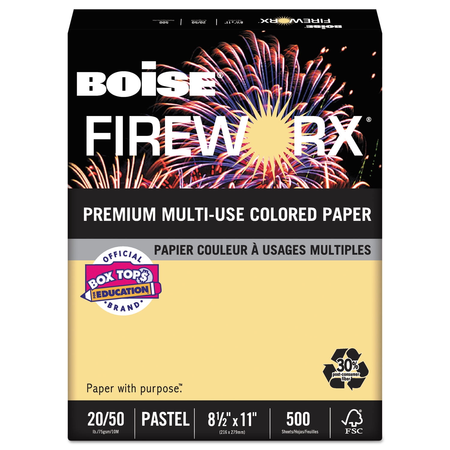 Boise FIREWORX Colored Paper 20lb 8-1/2 x 11 Boomin' Buff 500 Sheets ...