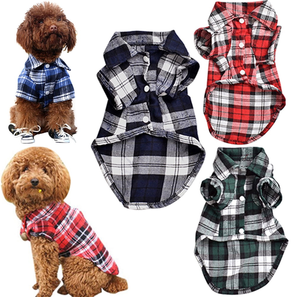 Walbest Cute Dog Shirt, Pet Plaid Clothes Shirt Cat T-Shirt, Breathable ...
